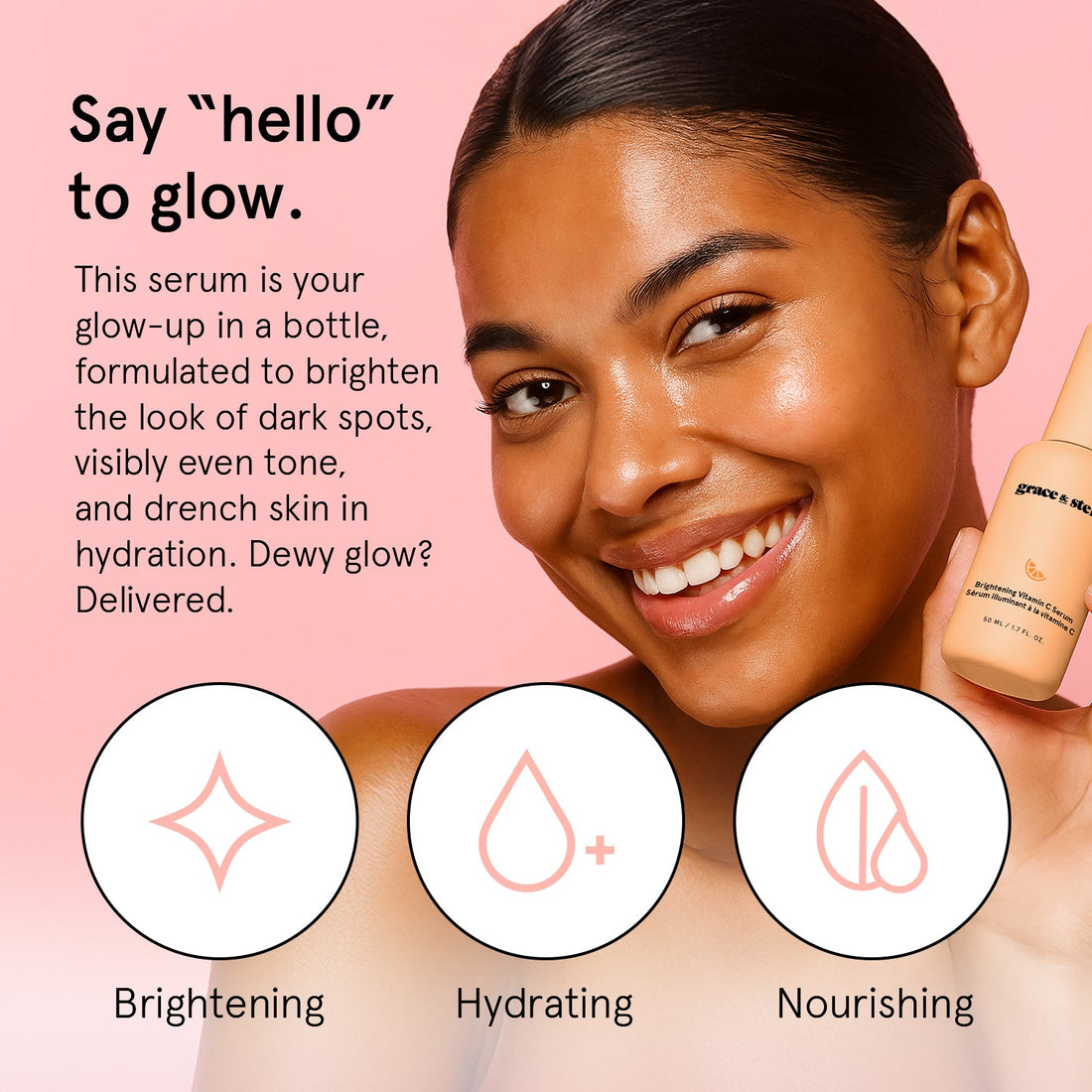 hydrating vitamin c serum for bright, glowing skin by grace & stella
