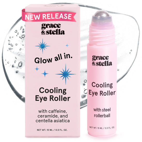 cooling caffeine eye serum roller for puffy eyes by grace & stella