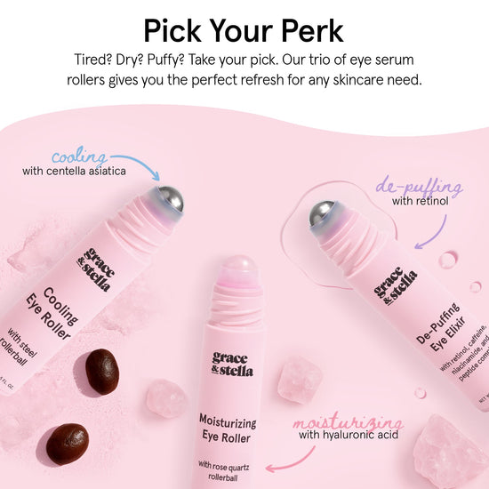 cooling caffeine eye serum roller for puffy eyes by grace & stella