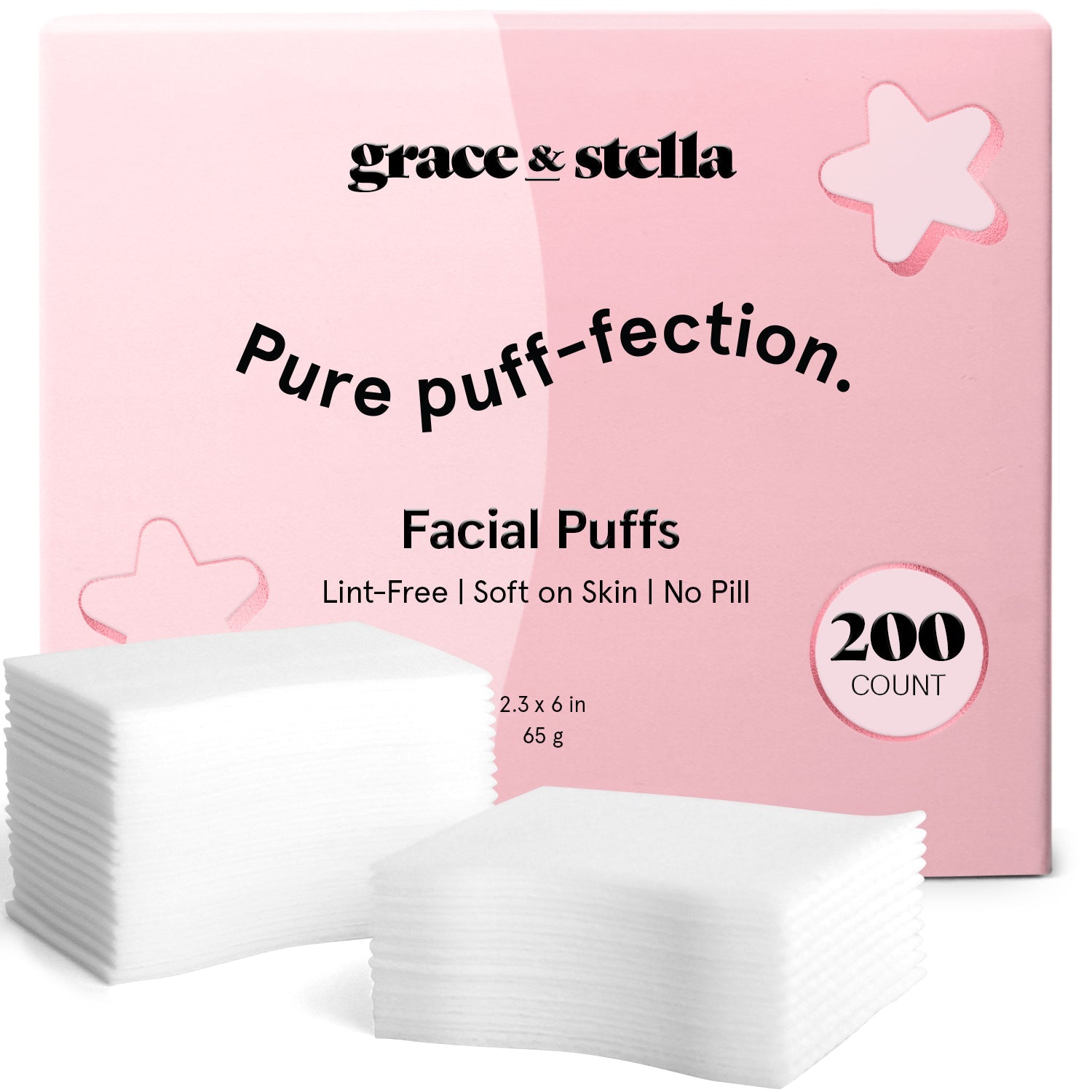 soft lint-free facial puff toner pads for skincare by grace & stella