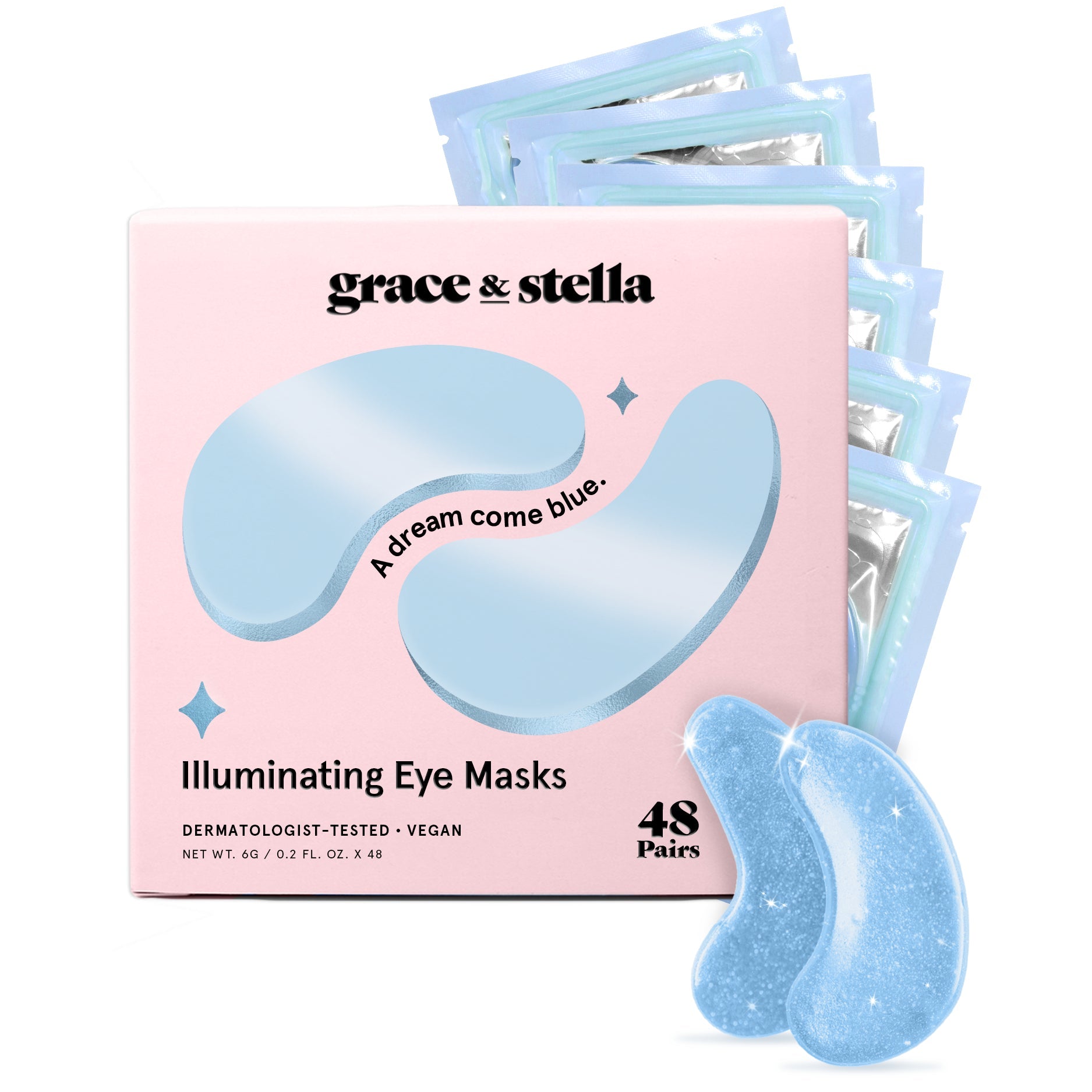 blue under eye patches for dark circles by grace & stella