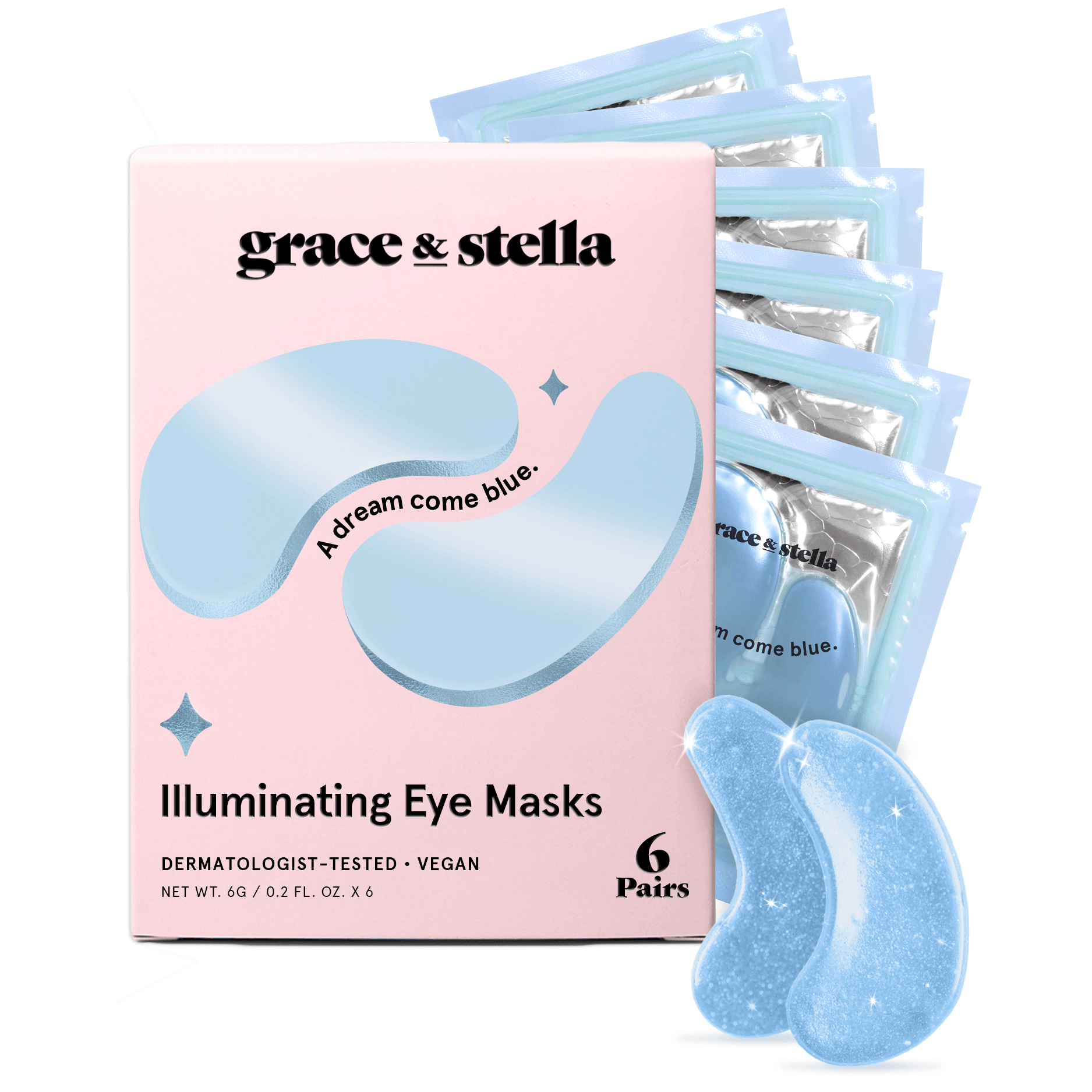 blue under eye patches for dark circles by grace & stella