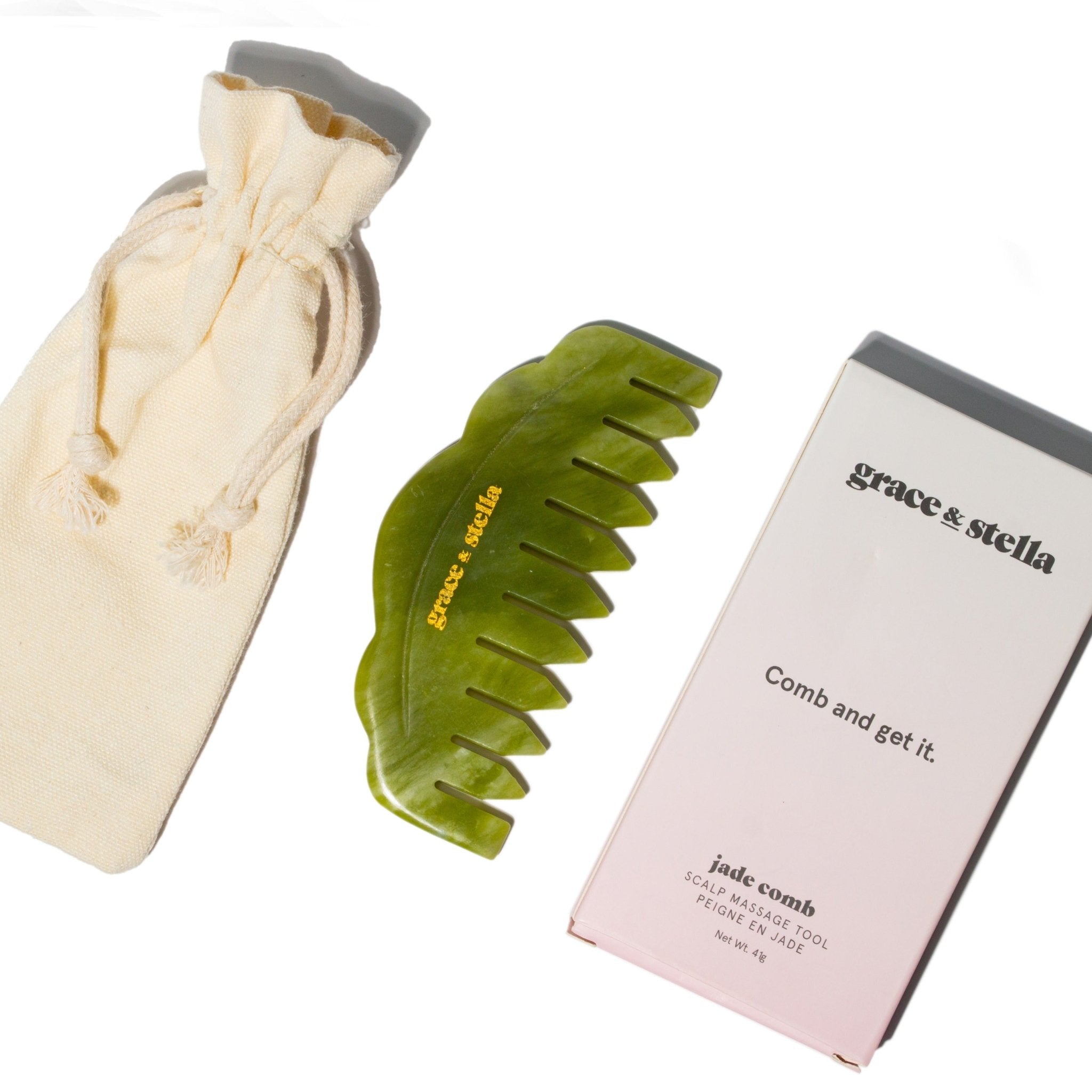 jade hair comb scalp massager by grace & stella