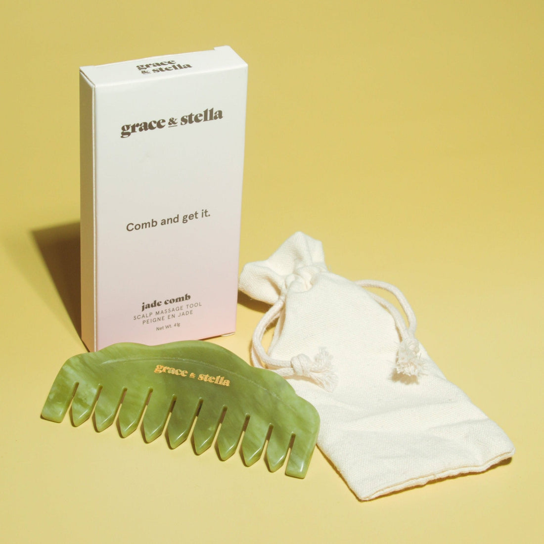 jade hair comb scalp massager by grace & stella