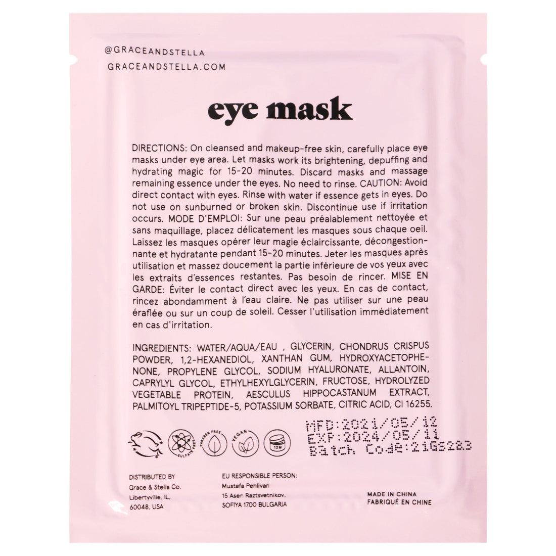 pink under eye patches for dark circles by grace & stella