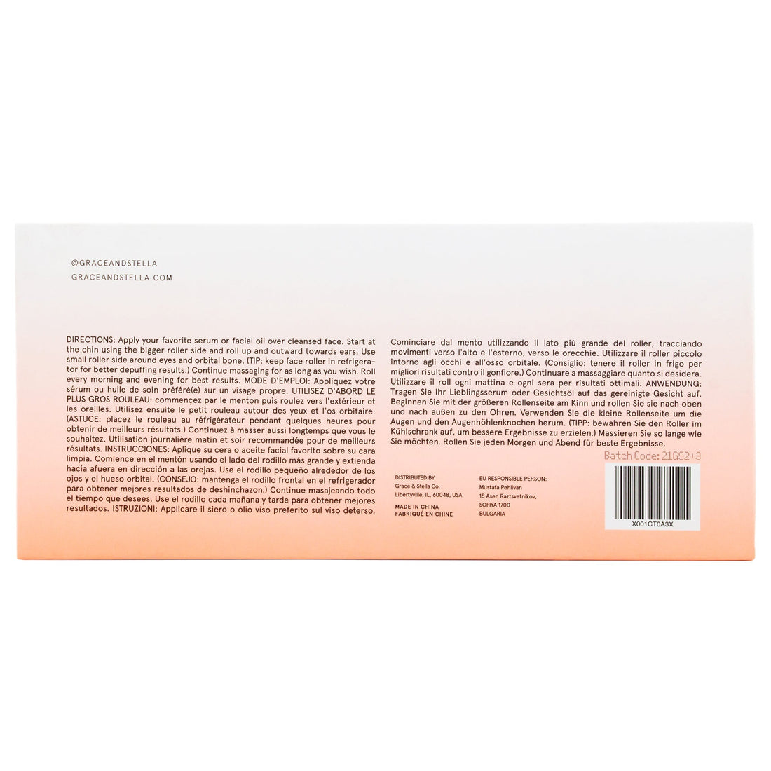 rose quartz face roller by grace & stella