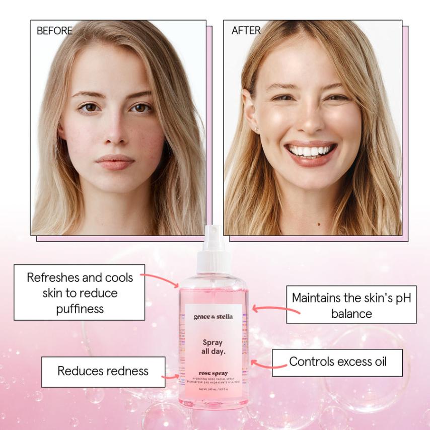 rose water face mist spray by grace & stella